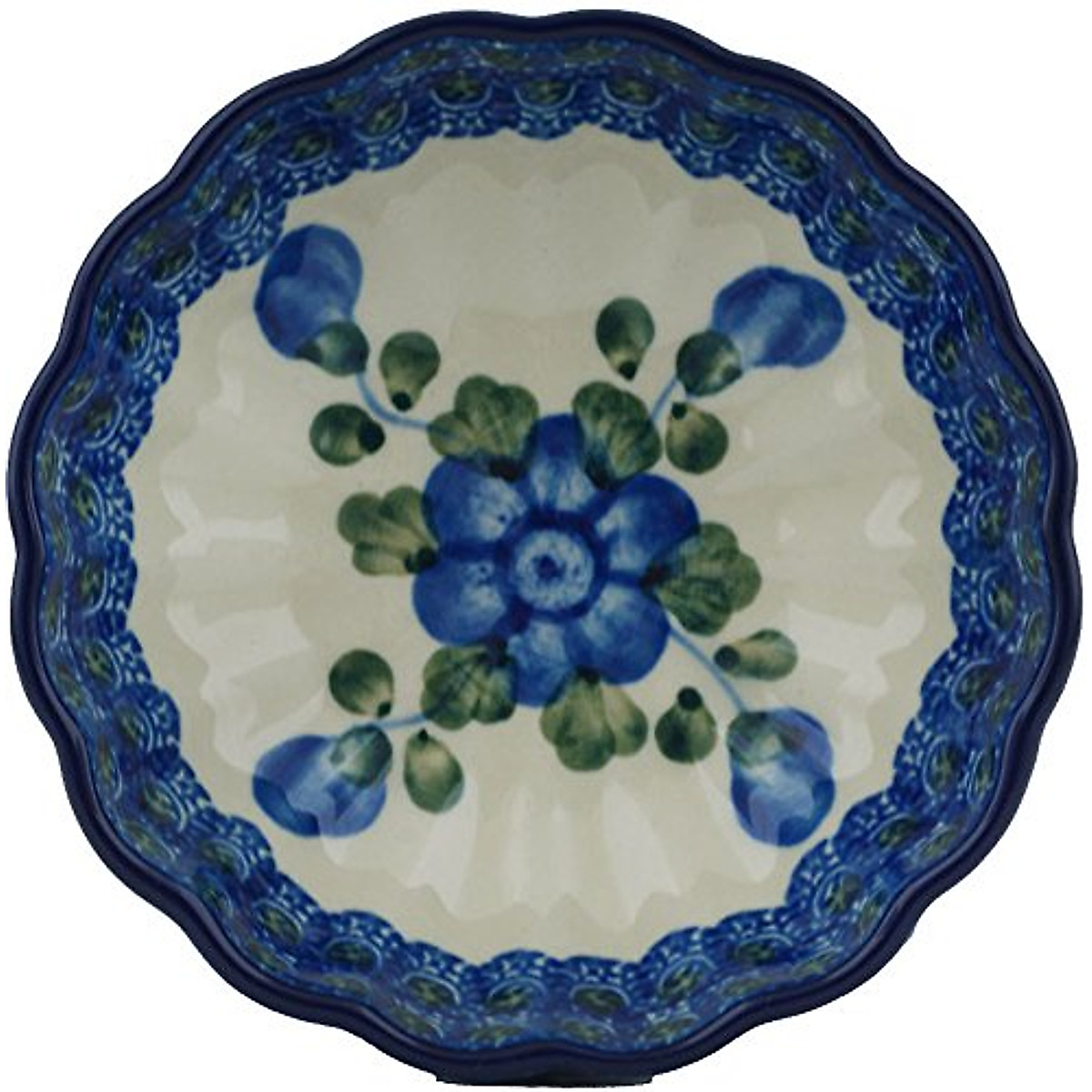 Polish Pottery Bowl 5-inch Blue Poppies made by Ceramika Artystyczna