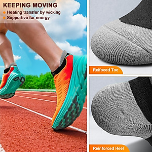 BULLIANT Running Socks Men-Athletic Ankle Wicking Socks Cushioned For Men Walking-Arch Compression Support(6Pairs,Shoes Size:Men 11-13)