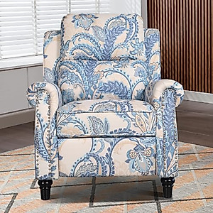 CANMOV Pushback Recliner Chair Faux Leather Armchair Push Back Recliner with Rivet Decoration Single Sofa Accent Chair for Living Room, Chocolate