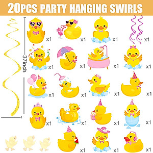 Pink Rubber Duck Hanging Swirls Rubber Duck Birthday Decorations 20PCS Duck Party Hanging Decorations Yellow Duck Ceiling Streamers for Girls Duck Themed Baby Shower Supplies