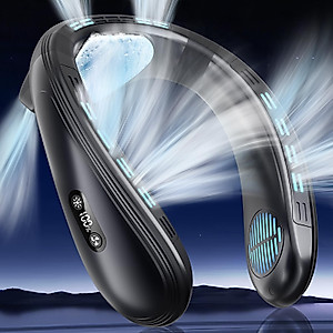 Neck Air Conditioner, Full-body Cooling Neck Fan, 8000mAh Rechargeable Wearable AC Air Conditioner with Large Cooling Plate, 3 Speeds Portable Personal Instant Neck Fan Cooler (Dark Night Black)