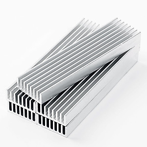 uxcell 5 Pcs Aluminum Heat Sink, Silver Tone Aluminium Radiator Heatsink Cooling Fins Cooler for Led Amplifier Transistor IC Module, 100x25x10mm/4 x1 x0.4