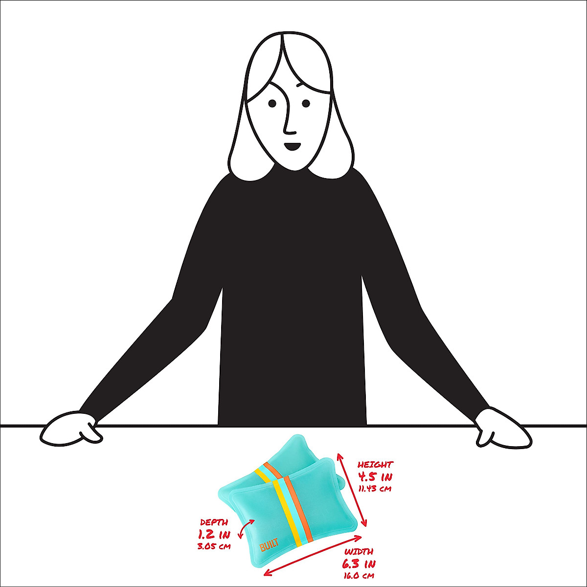 BUILT Curve Soft Ice Packs Set of 2, Freezable, Reusable, Slim, Long-Lasting, for Lunch Bags, Blue Cockatoo with Stripes