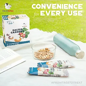 NEWBAM Lightly Salted Cashews Individual Packs - 12 Cashew Snack Packs Roasted Nuts (1.5oz Each) – Keto, Vegan, Gluten-Free - Healthy Snacks for Trail Mix, Office, or Party - Zero Sugar