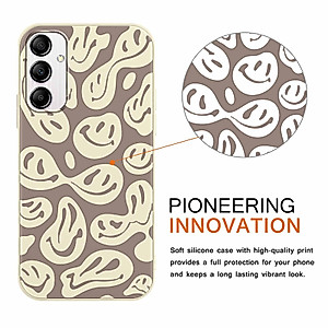 RUMDEY 2 Pack Happy Smile Face for Samsung Galaxy A14 5G 6.8" Phone Case,Aesthetic Cute Funny Design Cases Soft Silicone Slim TPU Shockproof Protective Bumper Cover for Women Men Girls-Kawaii Smiles