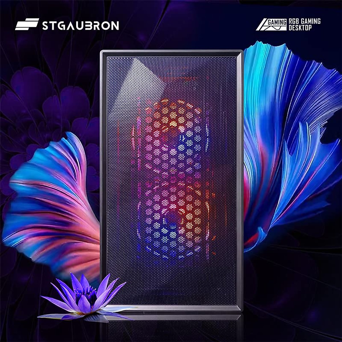 STGAubron Gaming Desktop PC, Intel Core I5 3.3Ghz up to 3.7Ghz, AMD Radeon RX 550 4G GDDR5, 16G Ram, 512G SSD, WiFi, BT 5.0, RGB Fan x 3, RGB Keybaord & Mouse, RGB Mouse Pad, W10H64