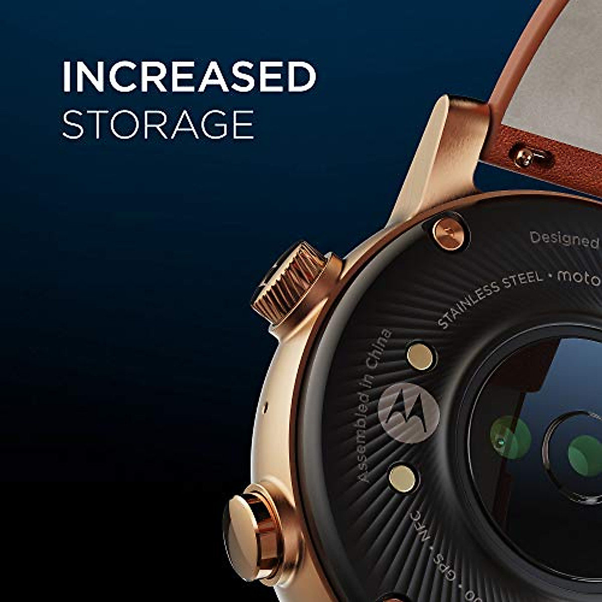 Moto 360 3rd Gen 2020 - Wear OS by Google - Touch Screen - Luxury Stainless Steel Smartwatch - Genuine Leather and High-Impact Sports Bands - Champagne Gold