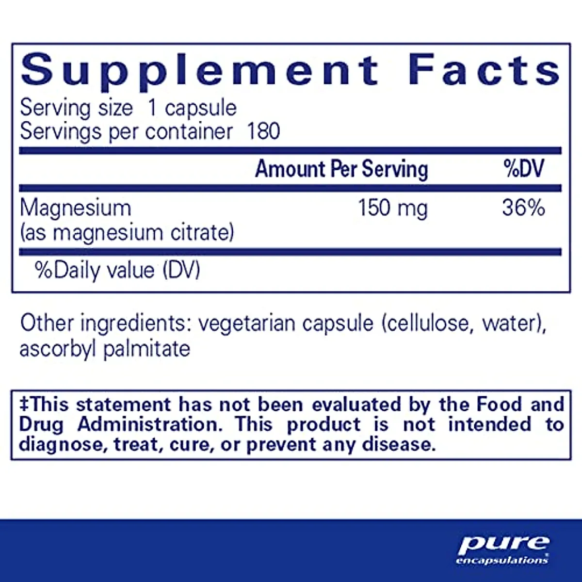 Pure Encapsulations Magnesium (Citrate) | Supplement for Sleep, Heart Health, Muscles, and Metabolism* | 180 Capsules