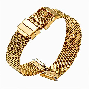 milanese Quick Release Watch Band Stainless Steel Mesh Watch Strap Watchband Replacement Bracelet Pin Buckle Design for Smart Watches 10 12 14 16 18 20 22mm ( Color : Gold , Size : 10MM )