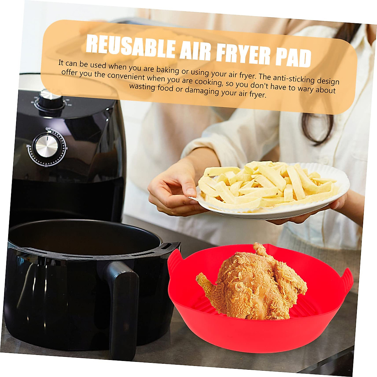 Holibanna 4 Pcs Silicone pad for air Fryer Silicone Trivet Rack Lifter air Fryer Baking Tray Steamer Trivet Silicone Steamer Lifter Silicone Baking Liner bakeware Suspenders