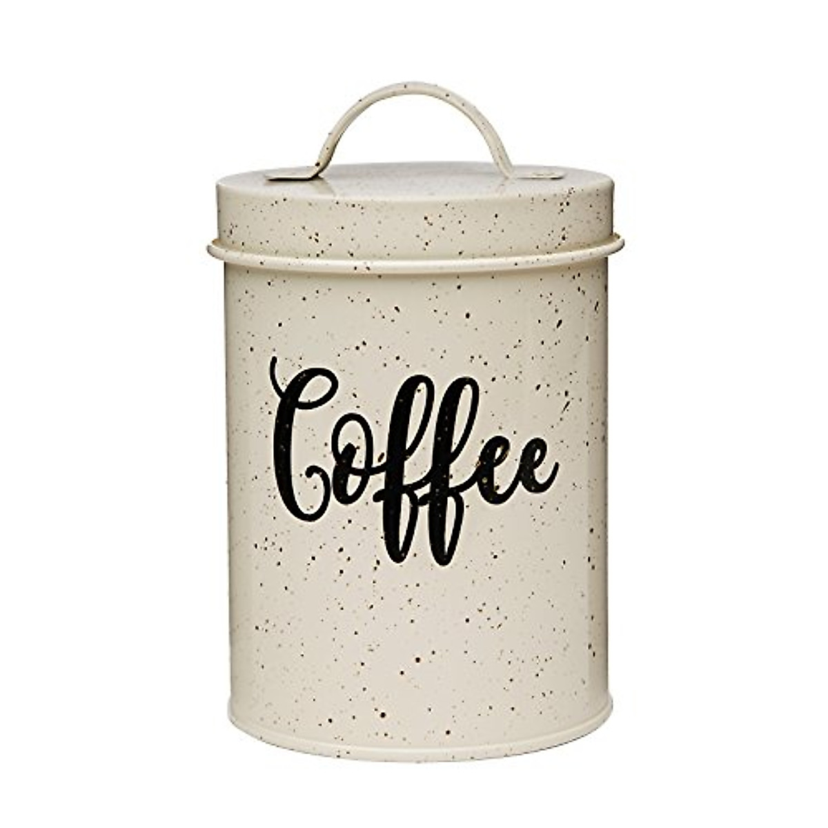 Amici Home Maddox Metal Coffee Canister | Dry Food Storage Container | Speckled Cream Canister for Kitchen Countertop | Storage Jar for Coffee with Handle | 44 Oz