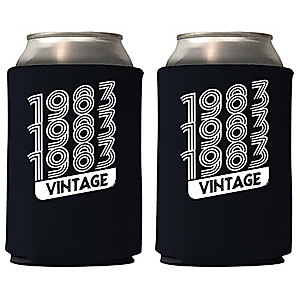 Veracco 1983 1983 1983 Vintage Can Coolie Holder 40th Birthday Gift Forty and Fabulous Party Favors Decorations (12, Black)