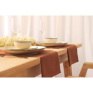 PurpleEssences Set of 12 Cloth Dinner Napkins 100% Cotton 18x18 - Soft Durable Washable - Ideal for Farmhouse Party Spring and Summer - Perfect Everyday Use Table Linen - Rust