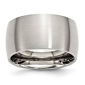 BillyTheTree Jewelry Stainless Steel 12mm Brushed Band Ring| Ring Size| 13
