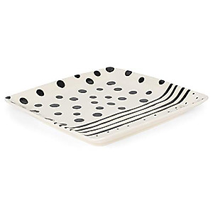 DEMDACO Dots and Stripes Black and White 11 x 11 Ceramic Stoneware Square Platter