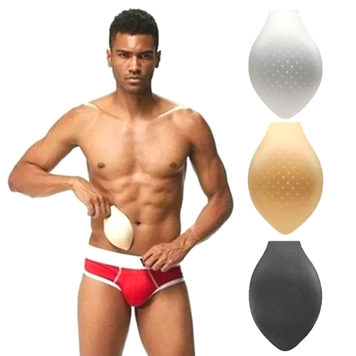 Men Bulge Enhancing Underwear Cup Sponge Pad for Underwear Swimwear Boxers Briefs Trunks Penis Enlargement Cup (Black Beige White)
