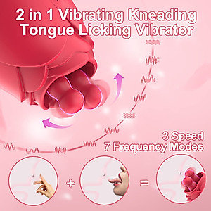 Double Tongue Licking Kneading Rose Swing Toy, Skin Friendly Touch Clitoral Nipple Anal Vibrators, 10 Stimulating Vibration Modes, Waterproof Sex Toy for Women Couple (Rose)