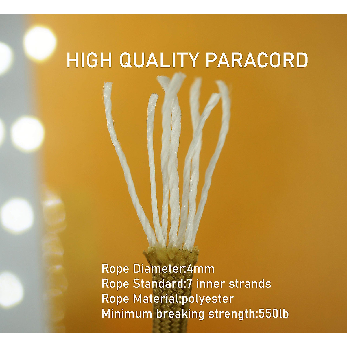 Military Grade Heavy Duty Paracord Lanyard Necklace Keychain Whistles Wrist Strap Parachute Rope Badge Cellphone Waterproof Holder Metal HK Clip Hook Outdoor Survival Men (Black)