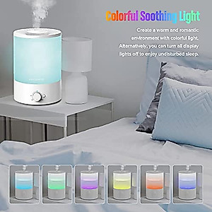 MegaWise Topfill 7-colour Night light humidifier for Kid bedroom with 3.5L Large Capacity, No leakage Design Fine Mist Output Auto Shutoff, Essential Oil Safe Tank