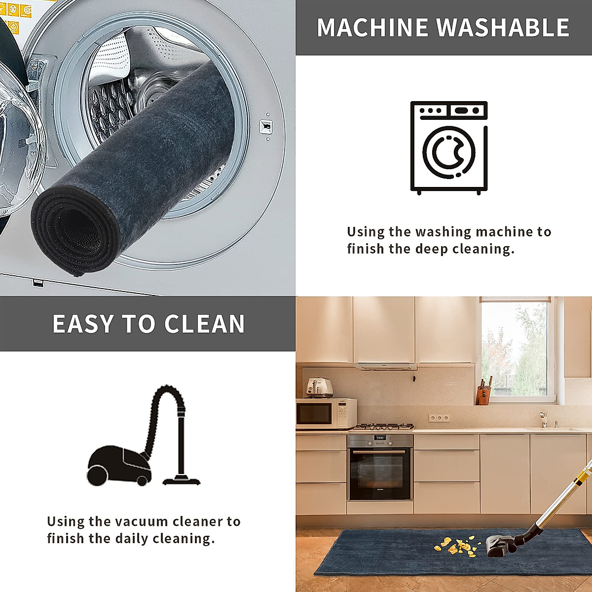 Kitchen Mats Set of 2 Kitchen Rugs Washable Non-Slip Runner Rug Doormat Microfiber Mat Sets for Kitchen, Floor, Laundry, Bathroom, Living Room, Sink, Front Door, Entrance ,17.3 x 30.6/17.3 x 47.3in