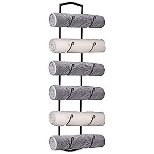 Lei Wing Towel Rack Wall Mounted for Bathroom, 2 Set Black Bath Towel Holder, Metal Wine Rack Towel Shelf Storage Organizer for Bathroom Towels, Washcloths, Hand Towels