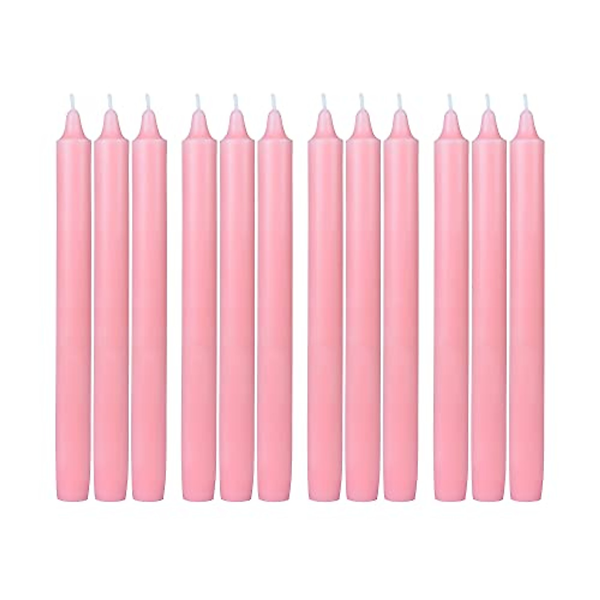 Zest Candle 12-Piece Taper Candles, 10-Inch, Light Rose Straight
