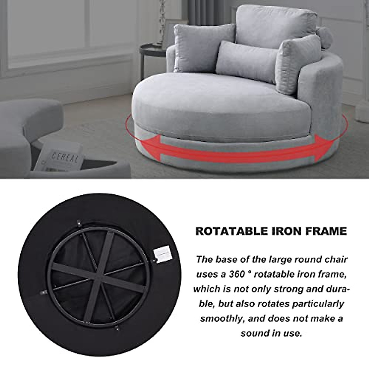 Swivel Accent Barrel Chair with Storage Ottoman,Comfy Teddy Upholstered 360° Recliner Sofa Club Chaise Leisure Round Lounge Armchair Singel Lazy Sofá Arm Chairs and Footrest Set for Living Room/Hotel