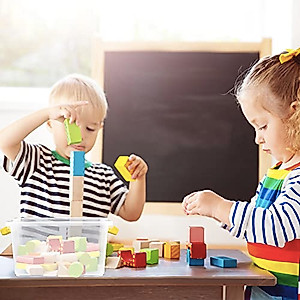 Storage Bins,4 Pack Small Storage Bins Stackable Plastic Cubby Containers with Lids Storage Cubbies Plastic Storage Containers for Classroom Book Bin Toy Organizers for Classroom Book Bin Toy Organizers (Mixed Color)
