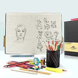 Classic Notebooks Lined Hardcover 2 Pcs A5 Hardcover Faux Leather Notebooks Premium PU Leather 120 GSM Quality Thick Paper 5 x 8.25 Inches Journal Notebook for Work & School 2 Black