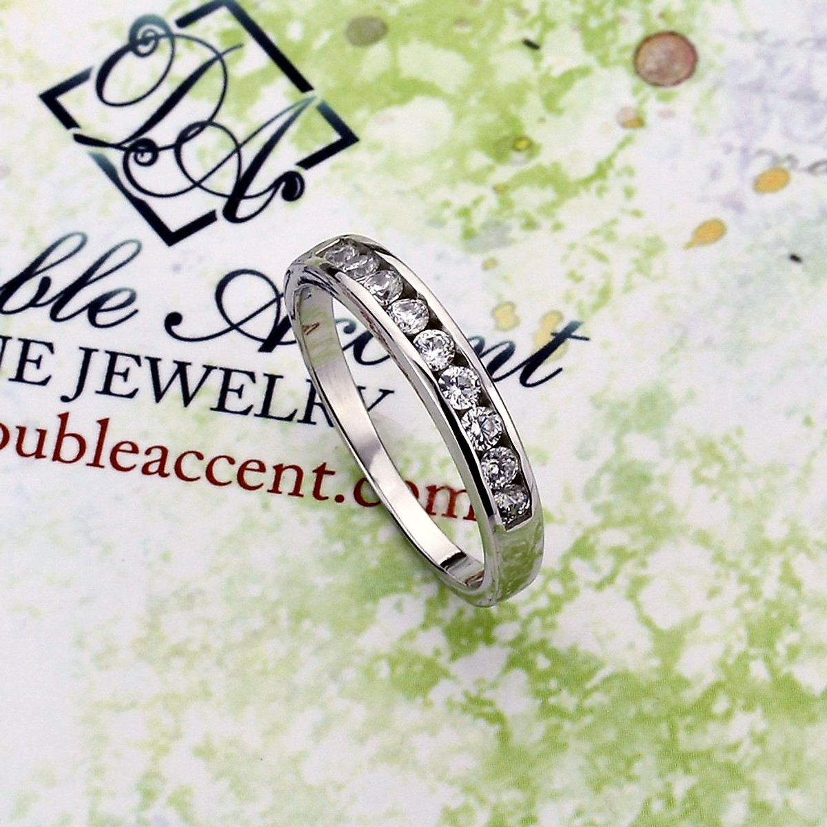 DoubleAccent Sterling Silver Round CZ Channel Set Half Eternity Ring Band Anniversary Ring 4MM (Size 3 to 12), 4