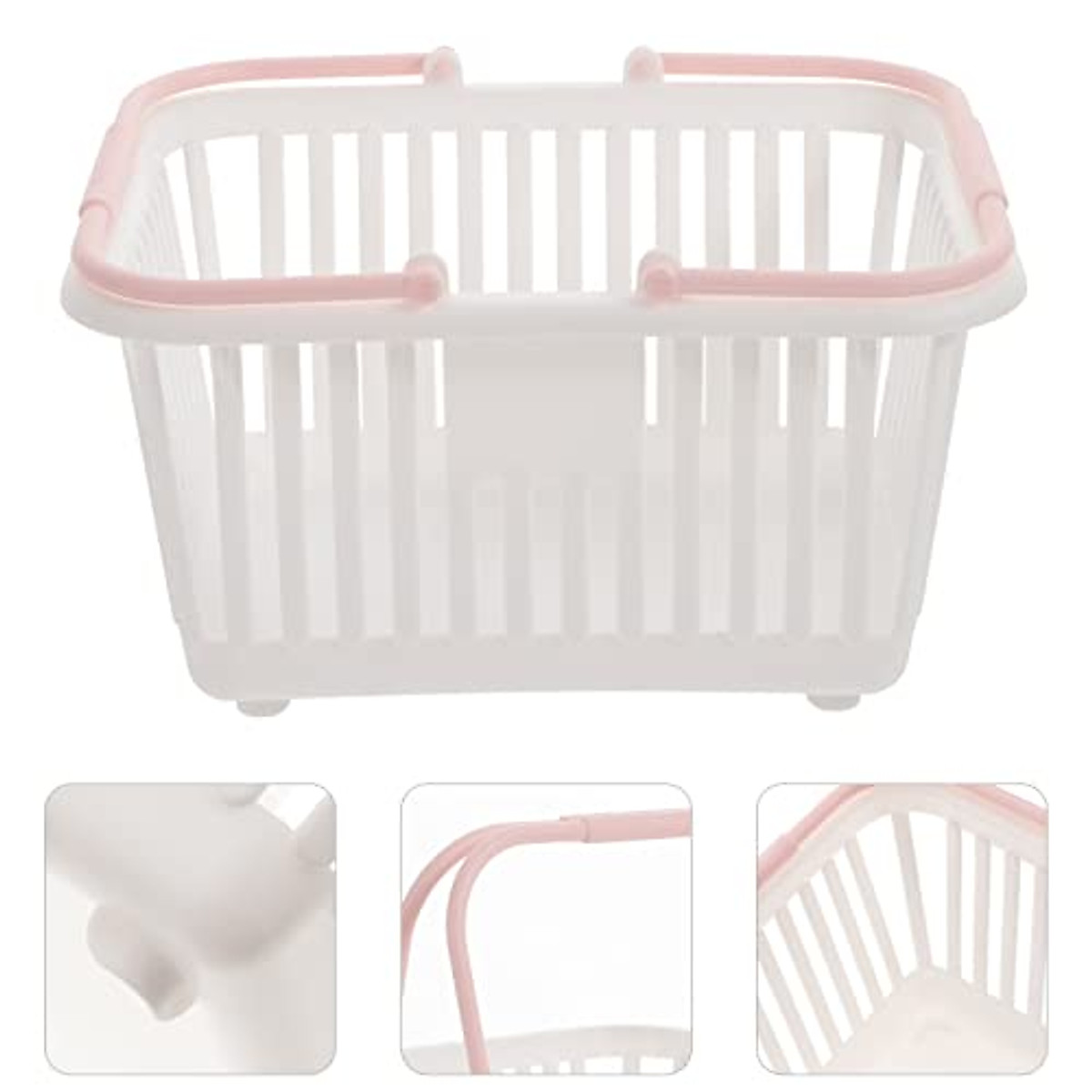 jojofuny 12pcs Desk Classroom for Organizer Handles Kids Plastic Snacks Sundries White Favors Party Desktop Office Pretend Baskets Small with Tote Compact Handle Grocery Portable