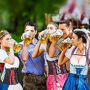 Jeyiour 4 Pcs Oktoberfest Apron Female Dirndl Dress Novelty Apron German Costume Oktoberfest Party for Women Beer Festival (Cute)