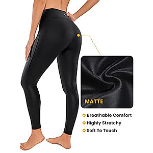 CRZ YOGA Butterluxe Matte Faux Leather Leggings for Women 26.5'' - No Front Seam High Waist Stretch Tights Pleather Pants Faux Leather Black Small