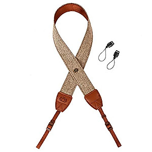 WANBY Camera Strap Brown Canvas Neck Shoulder Strap with Quick Release Buckles for DSLR SLR