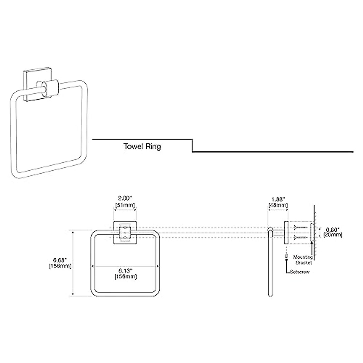 Gatco 4062 Elevate, Towel Ring, Brushed Brass/Wall Mounted 6.13" Wide Towel Ring for Bathroom