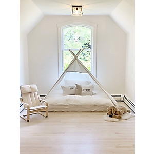 Domestic Objects | Play Tent Bed Canopy | Teepee for Mattress | 100% Cotton Canvas | Premium Quality (Twin/Single No Door) (White)