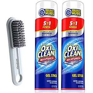 OxiClean Max Force - Laundry Stain Remover Gel Stick - 6.2 OZ + 1 Gaudum Laundry Stain Brush (2)