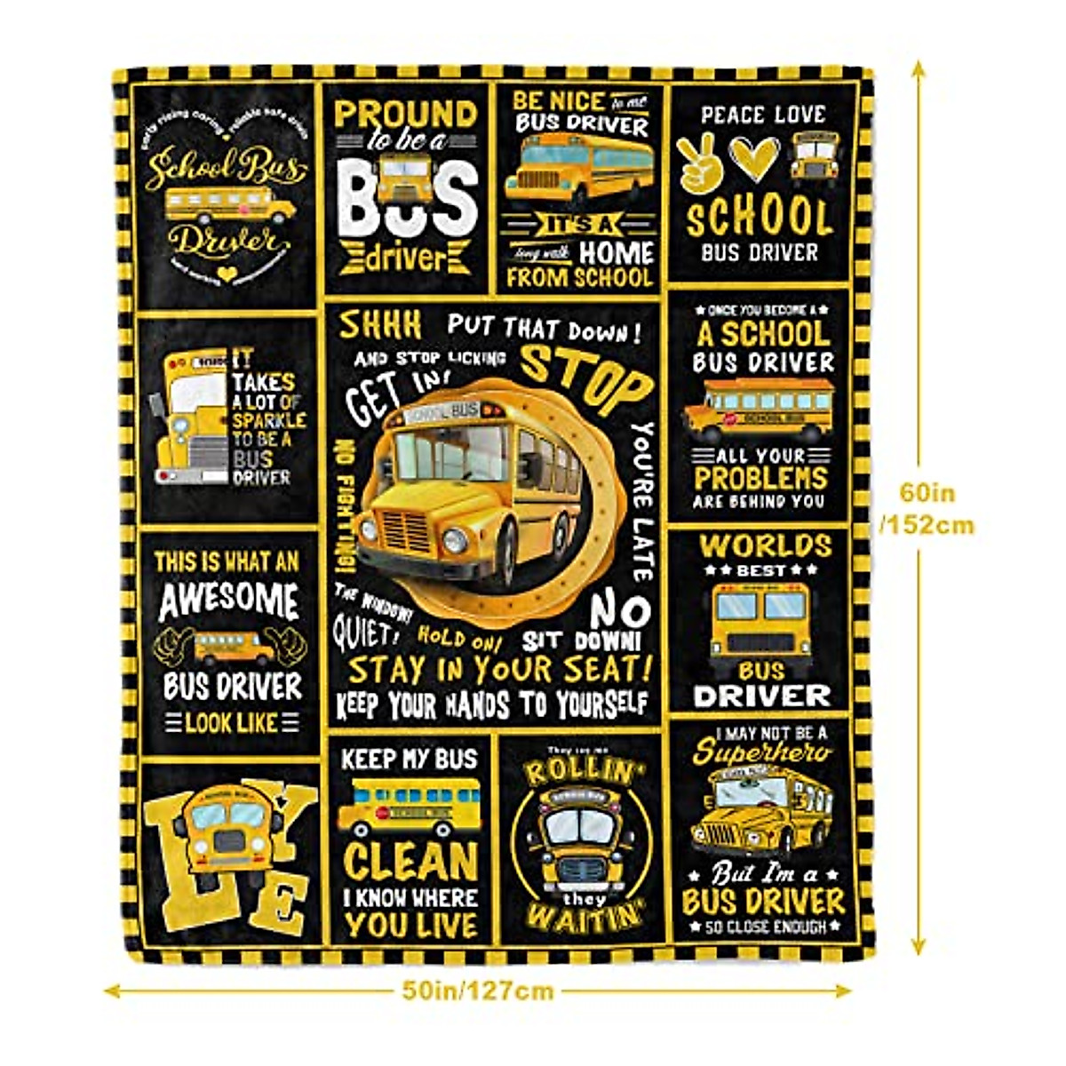 Bus Driver Gifts Blanket, Bus Driver Appreciation Gifts, School Bus Driver Gifts for Men Women, Birthday Gifts for Bus Driver, Thank You for School Bus Driver Back to School GiftsThrow Blanket 60"x50"