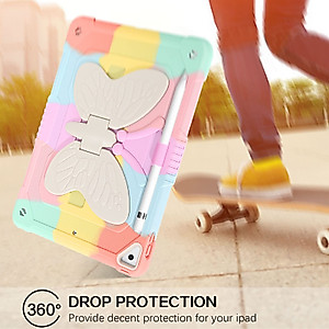 VENINGO iPad Air 2 & iPad 9.7 2017/2018 & iPad Pro 9.7 Case, iPad 5th/6th Generation Case, 2 in 1 Rugged Full Body Shockproof Protective Girls Women Tablet Cover with Stand Pen Holder, Colorful Pink