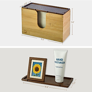 eBun Bamboo Paper Towel Dispenser - Multifold, C Fold & Trifold Paper Towel Holder, Wood Bathroom Wall Mount Napkin Dispenser, Folded Towel Holder Countertop, Commercial Hand Towel Dispenser