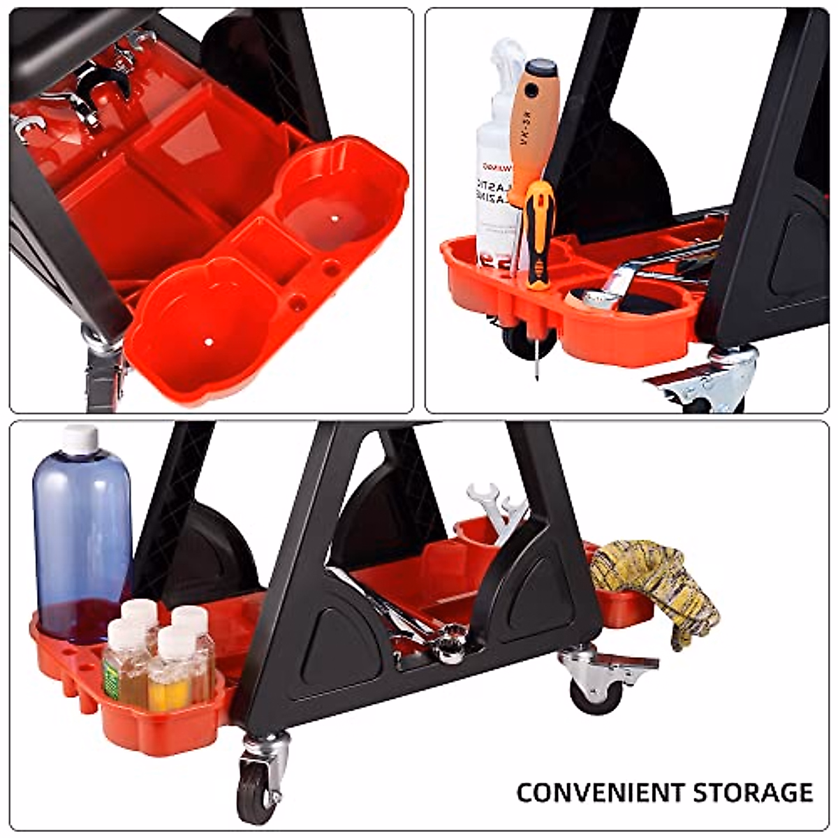 FENG PAI Detailing Seat - Car Heavy Duty Rolling Seat and Rolling Garage Stool, Mechanics Rolling Stool, Creeper Seat for Work Platform