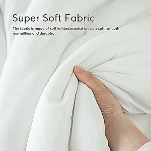 KASENTEX Jersey Knit California King Comforter Set, Noiseless Duvet Insert 3 Piece Solid Breathable, 2 Pillow Shams, 96 by 106 Inches, Lightweight California King Size, White