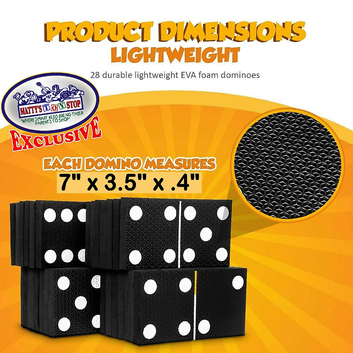 Mɑtty's Toy Stop Deluxe Giant 7" EVA Foam Dominoes Double Six, 28 Piece Set