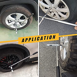 FLKQC 23" Universal Extended Lug Wrench, 4 Way Tire Iron Nut Wrench Set with Storage Bag, 17mm/19mm, 21mm/23mm