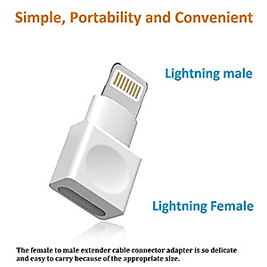 2 Pack [Apple MFI Certified ] Lightning Extender Adapter, iPhone Charger Extension Cable Female to Male Dock Extender for iPhone 13 12 11 X XS XR 8 7 6 5 iPad Charging Audio Video Data Transfer