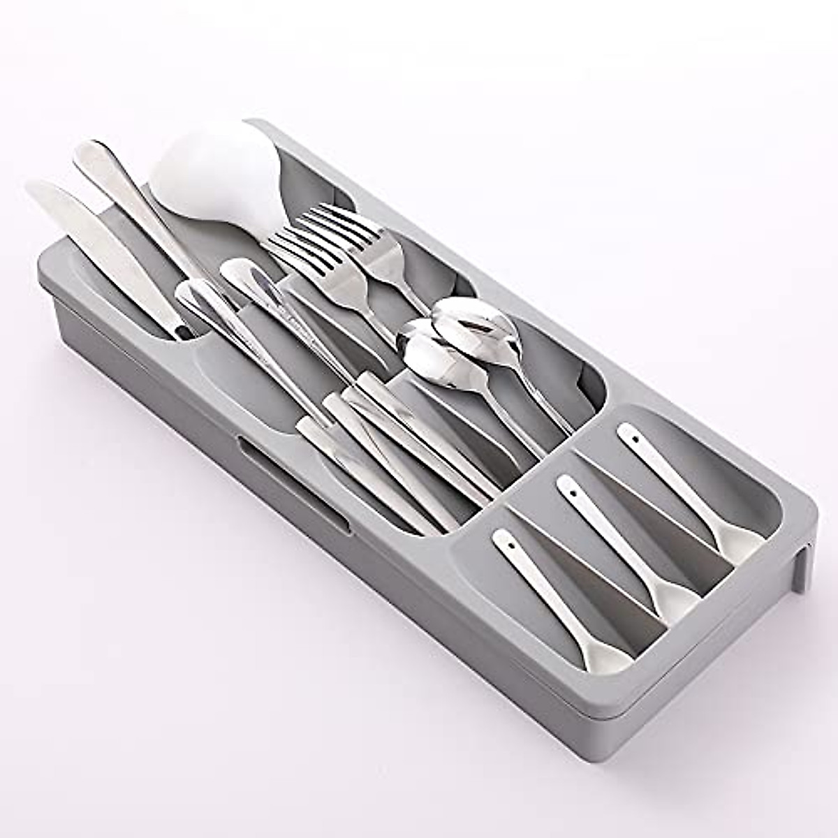 JMSWENJUAN Kitchen Drawer Organizer Tray - Expandable Cutlery Organizer for Flatware Silverware Gadgets