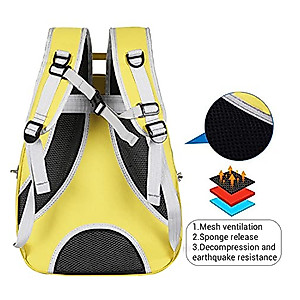 JingShi Bird Carrier Backpack Bubble Bird Travel Carrier Backpack with Standing Perch&Feeding Bowl Pet Parrot Space Capsule Transparent Backpack Breathable 360degree Sightseeing (Yellow)