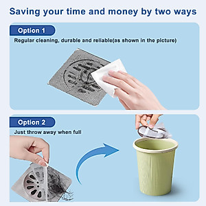 PASAGLU Disposable Drain Hair Catchers, 4" X 4" Disposable Shower Drain Mesh Stickers, Floor Drain Stickers for Bathroom, Laundry, Bathtub, Kitchen, Sink, for Human and pet Hair (50, White)