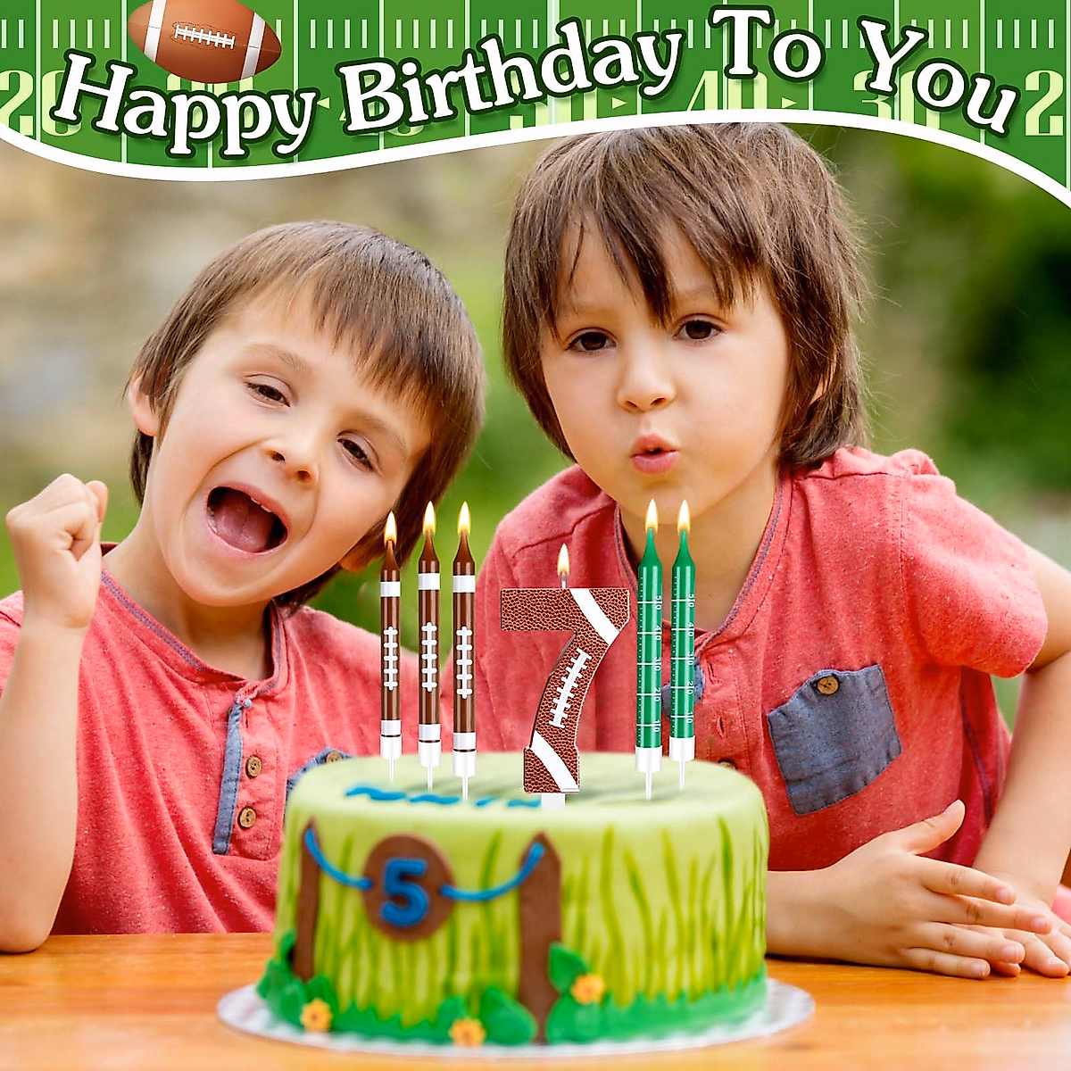 Photect 11 PCS Football Birthday Candles Number 5-9 Candle Football Cake Topper Decor Football Themed Birthday Cake Decorations for Boys Girls Kids Party Supplies (Number 7)