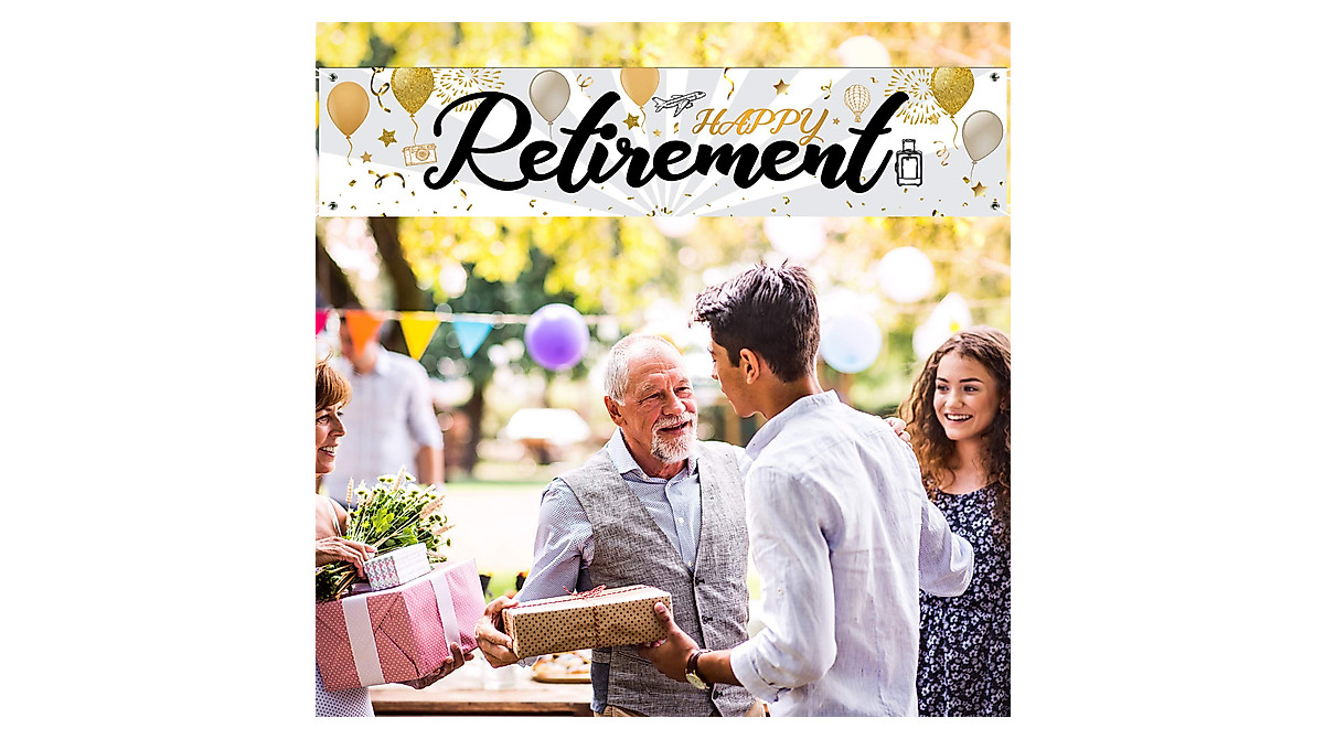 Large Retirement Banner - Vibrant Photo Backdrop for Parties